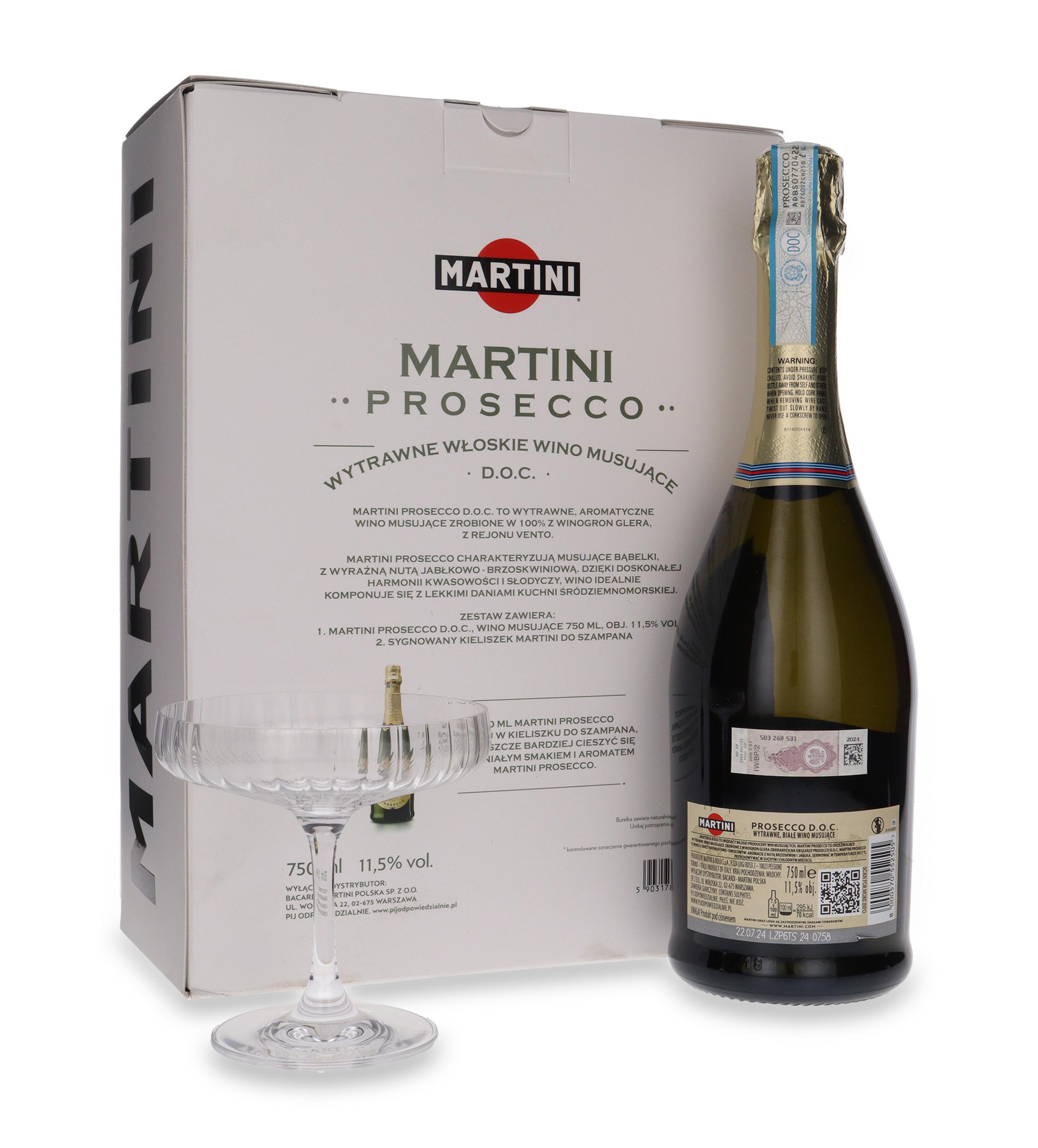 Martini Prosecco D.O.C. 11,5% 0,75l + Kieliszek