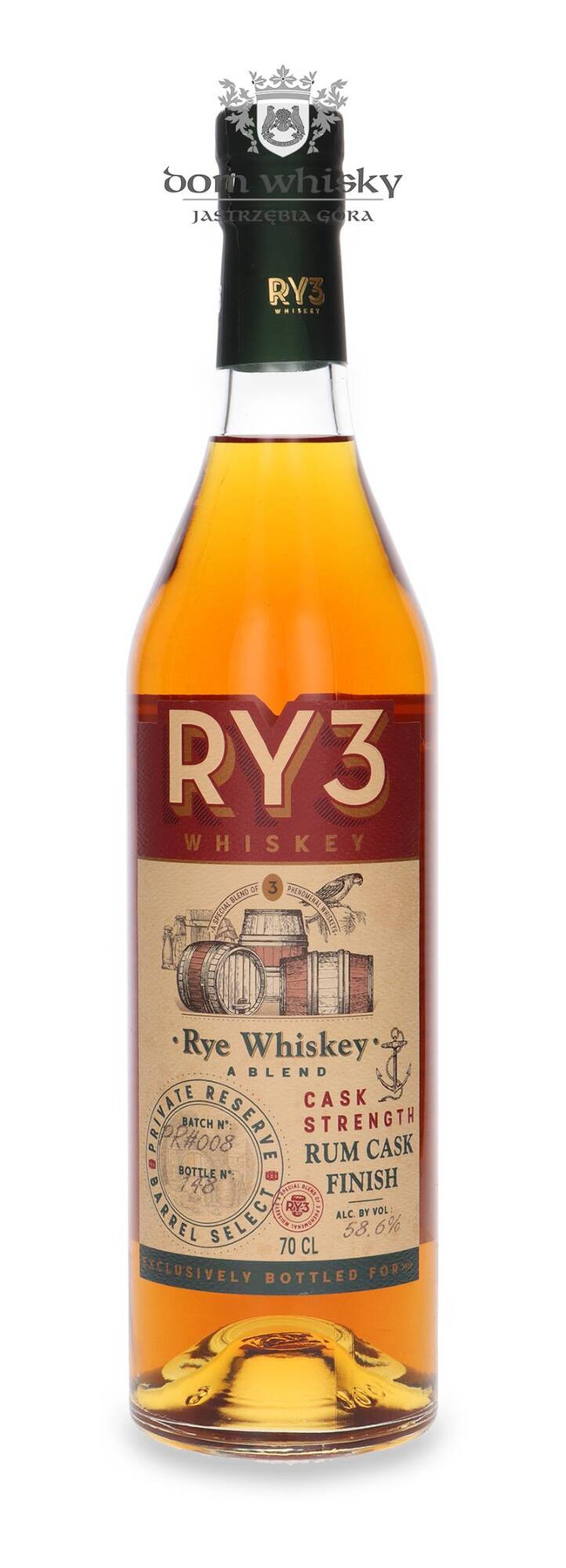 Ry3 Rye Whiskey 58,6% 0,7l - Cask Strength Rum Finish