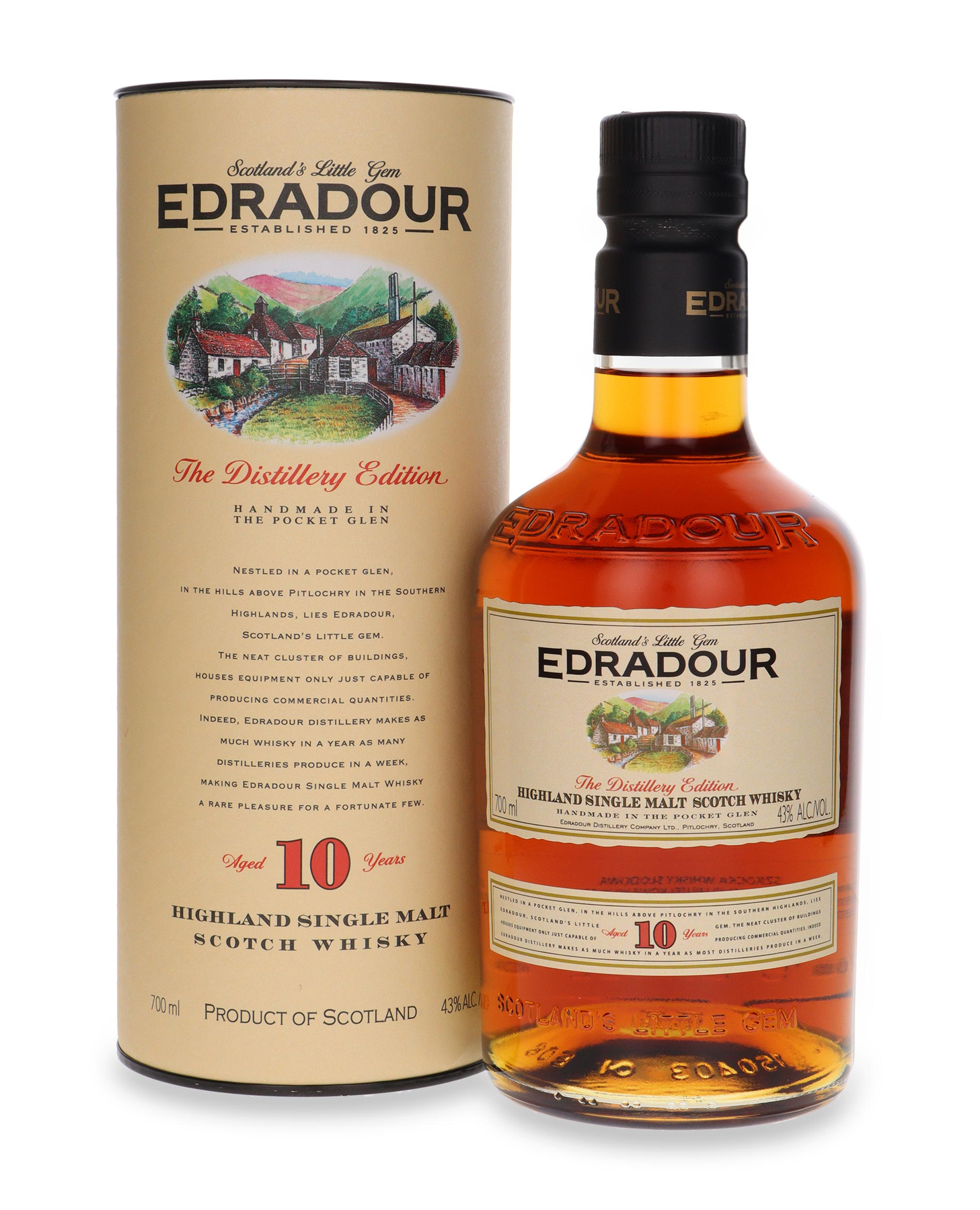 Edradour 10 Year Old Single Malt Whisky 43% 0.7l Highlands