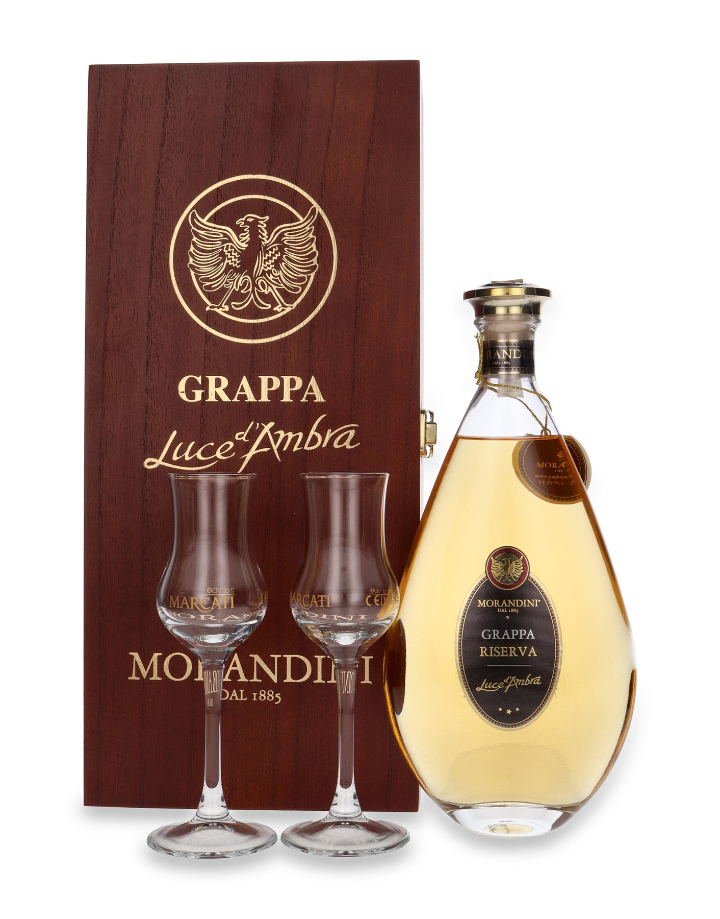 Marcati Grappa Luce D'Ambra Morandini + 2 kieliszki / 40% / 0,7l | Dom ...