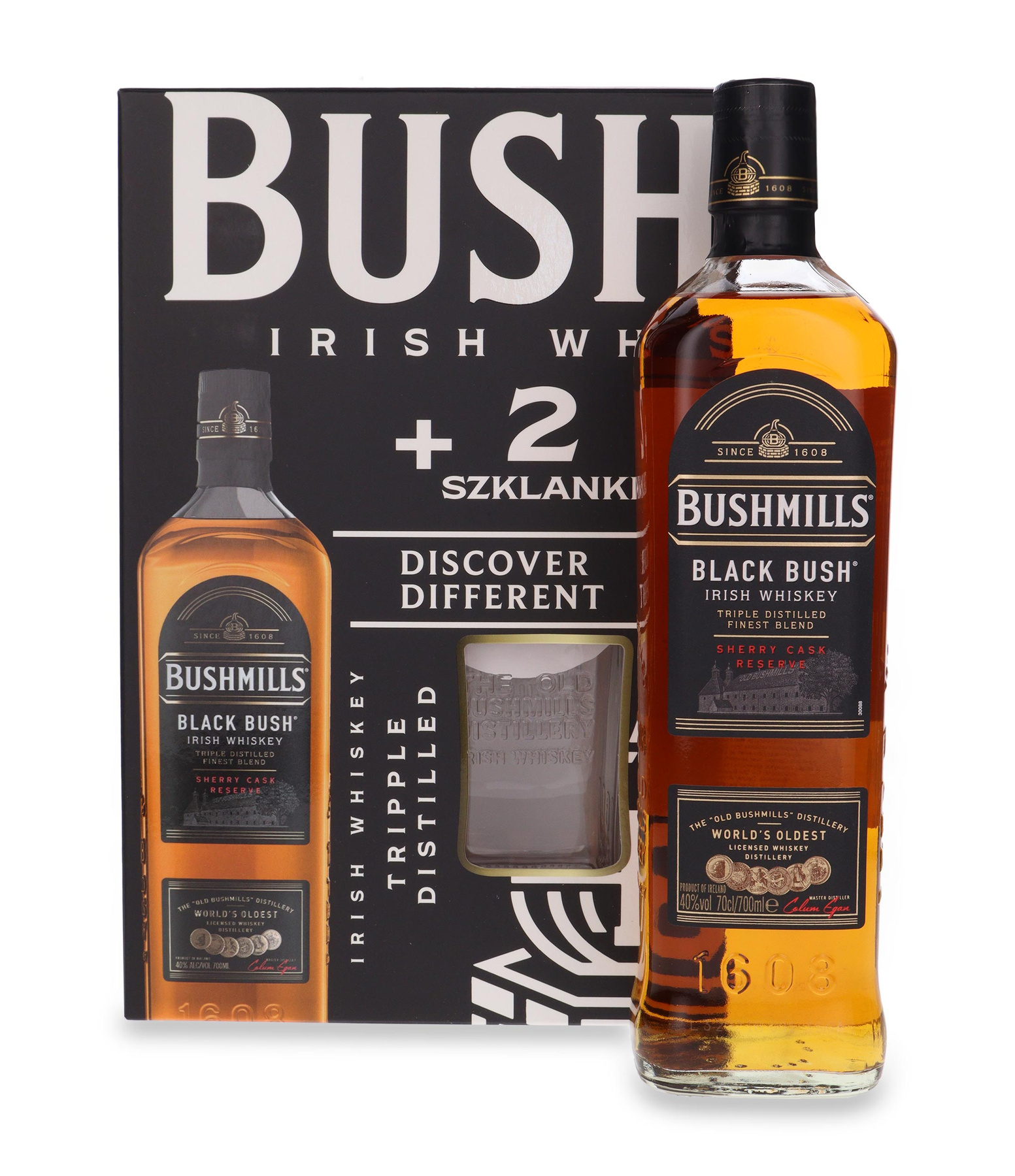 Bushmills Black Bush 40% 0,7l + 2 Szklanki Zestaw Irlandia