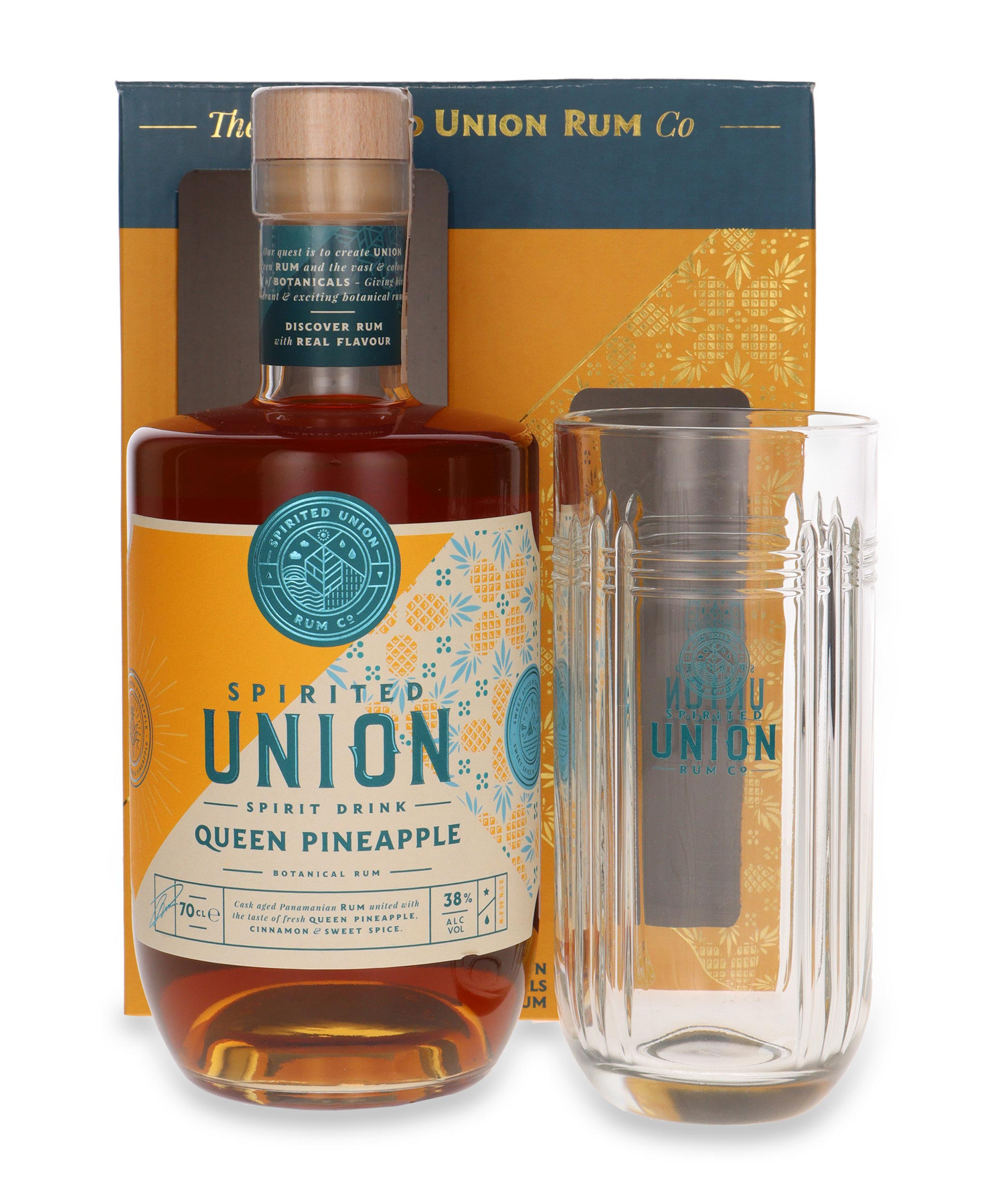Union Queen Pineapple & Spice 38% rum 0.7l + Glass