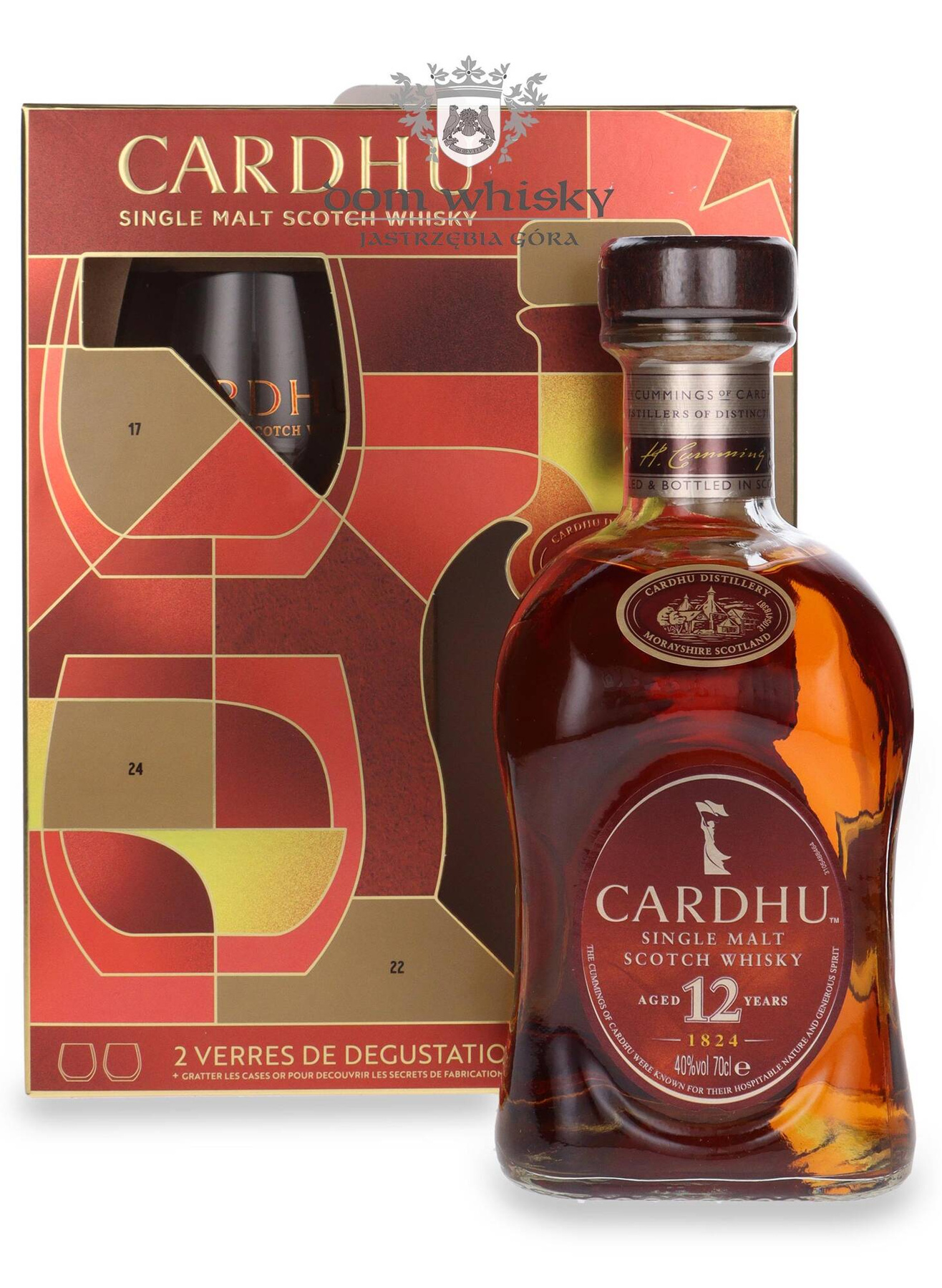 Cardhu 12-letni + 2 Szklanki | Single Malt 40% 0,7l Speyside
