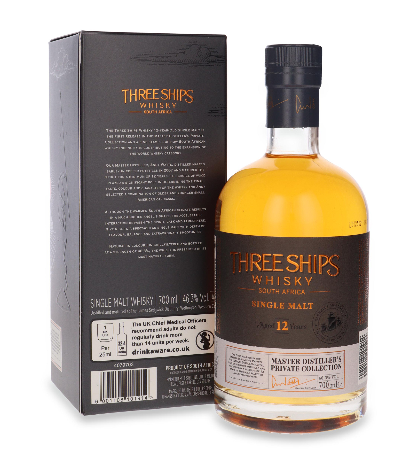 Three Ships 12 Year Old Single Malt Whisky 46.3% 0.7l