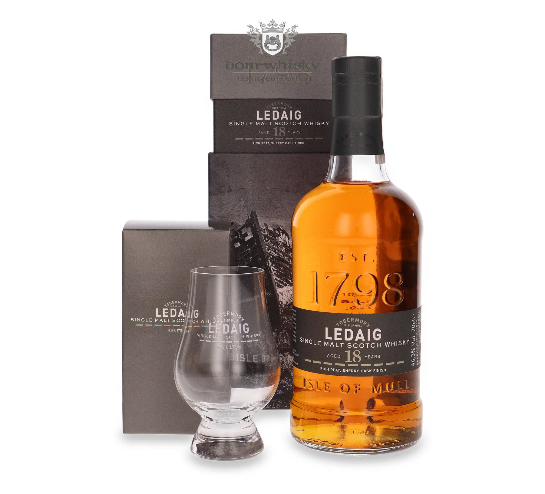 Ledaig 18-letni Sherry Cask Finish 46,3% 0,7l + Glencairn